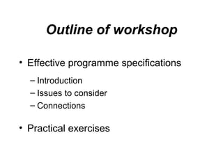 Writing a Programme Specification | PPT