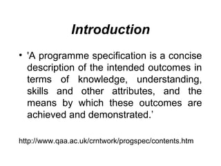 Writing a Programme Specification | PPT