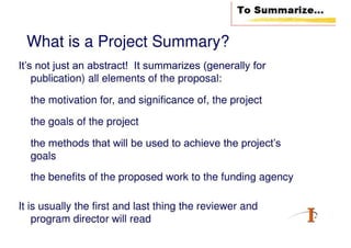 Writing A Project Summary | PPT