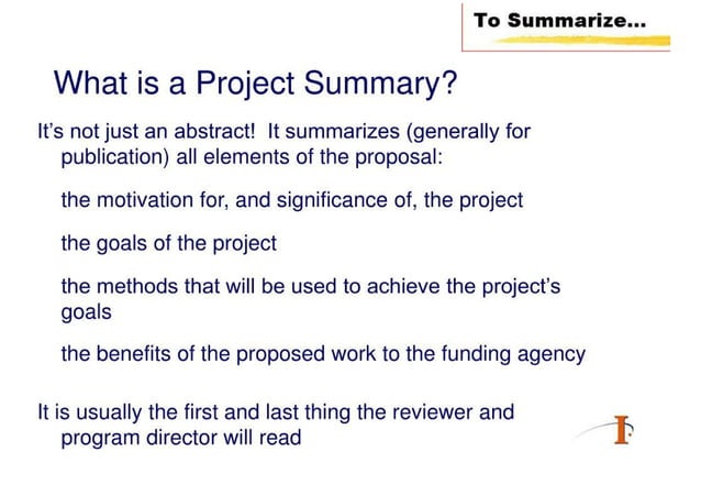 Writing A Project Summary | PDF