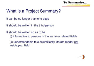 Writing A Project Summary | PPT