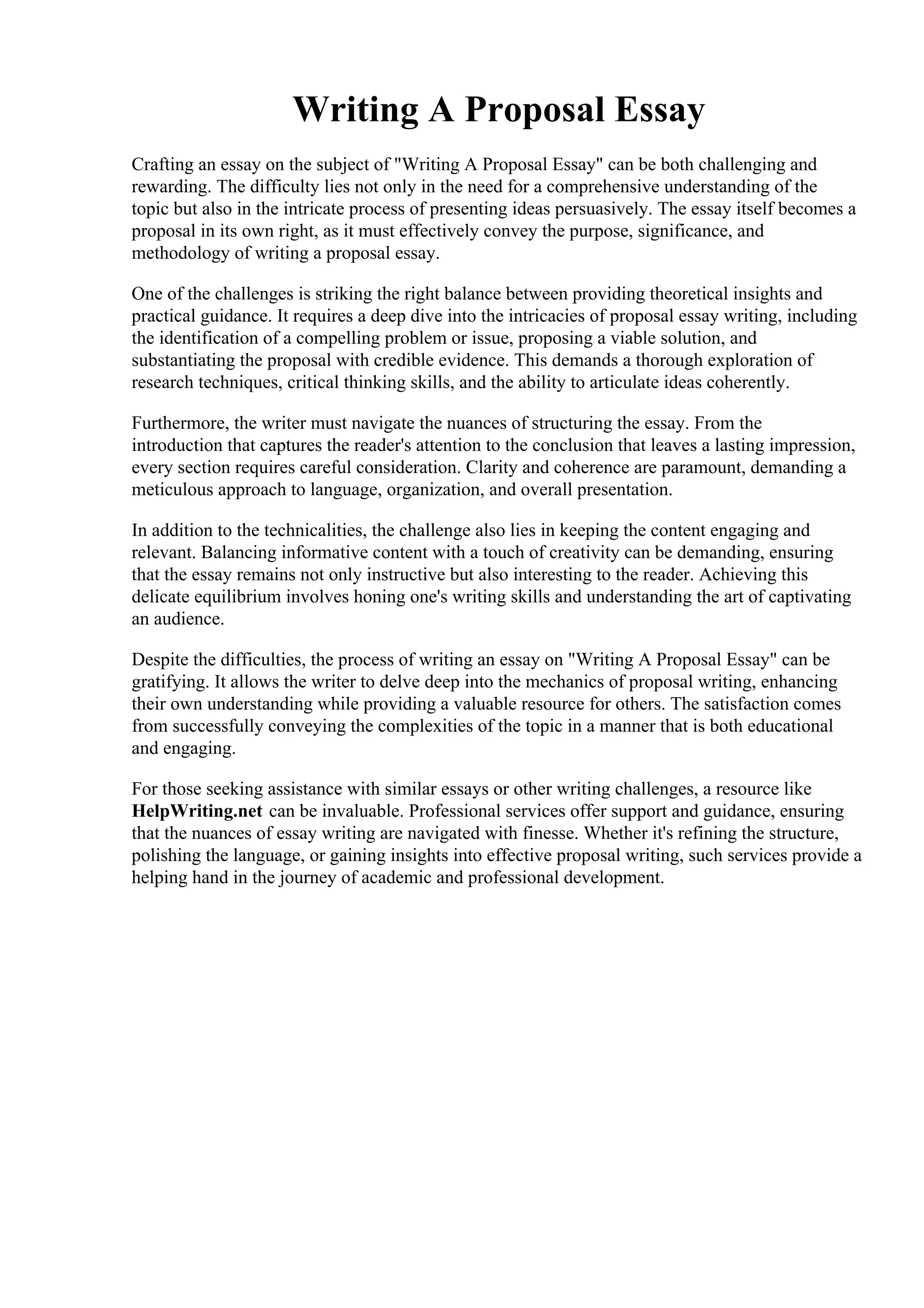 Writing A Proposal Essay | PDF