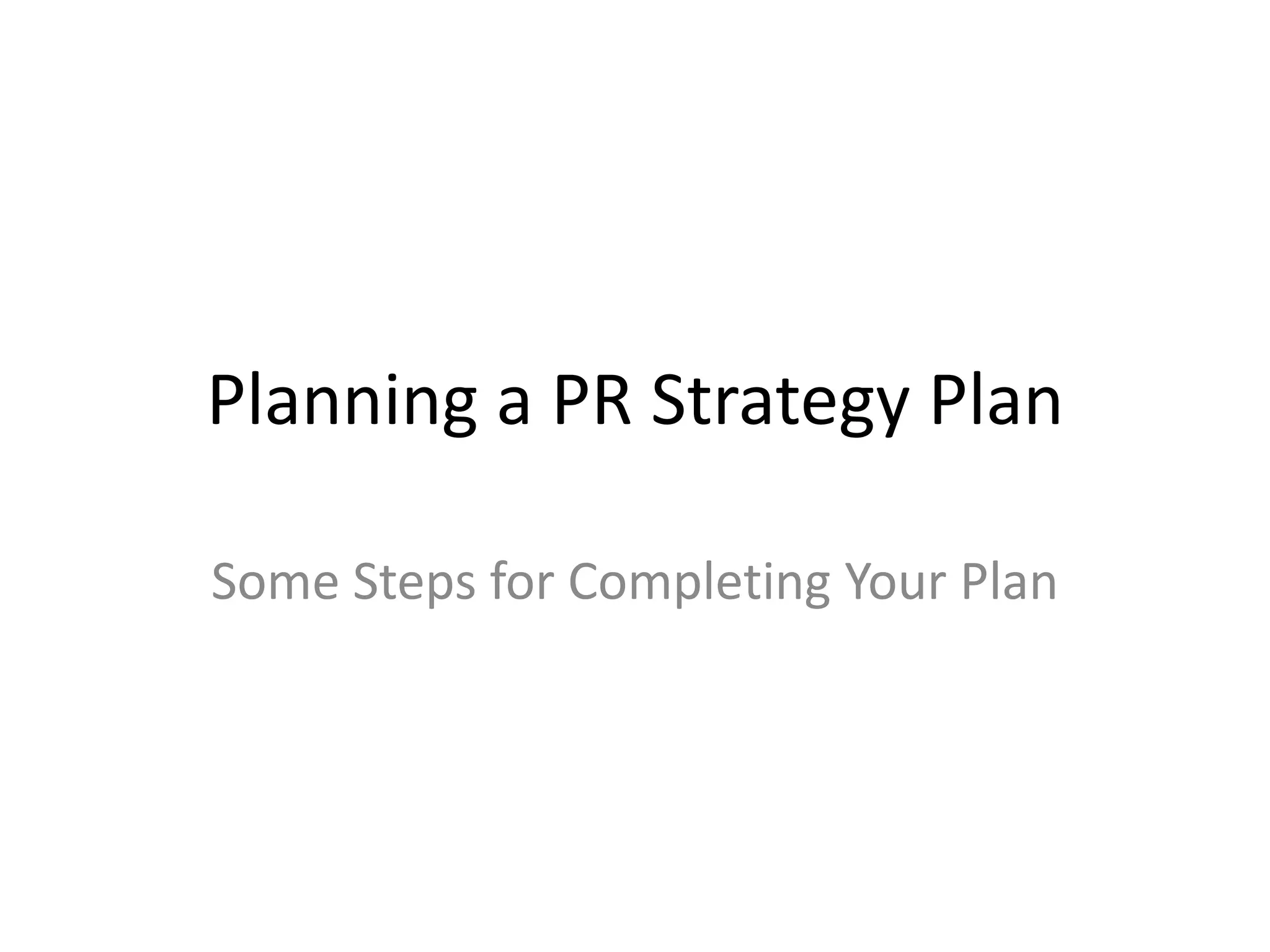 Writing a PR Plan | PPTX