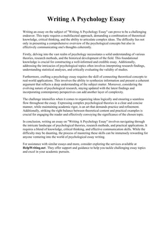 Writing A Psychology Essay | PDF