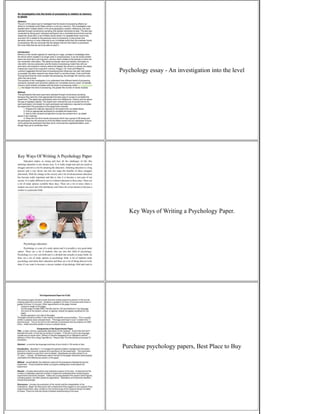 Writing A Psychology Paper | PDF