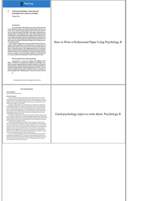 Writing A Psychology Paper | PDF