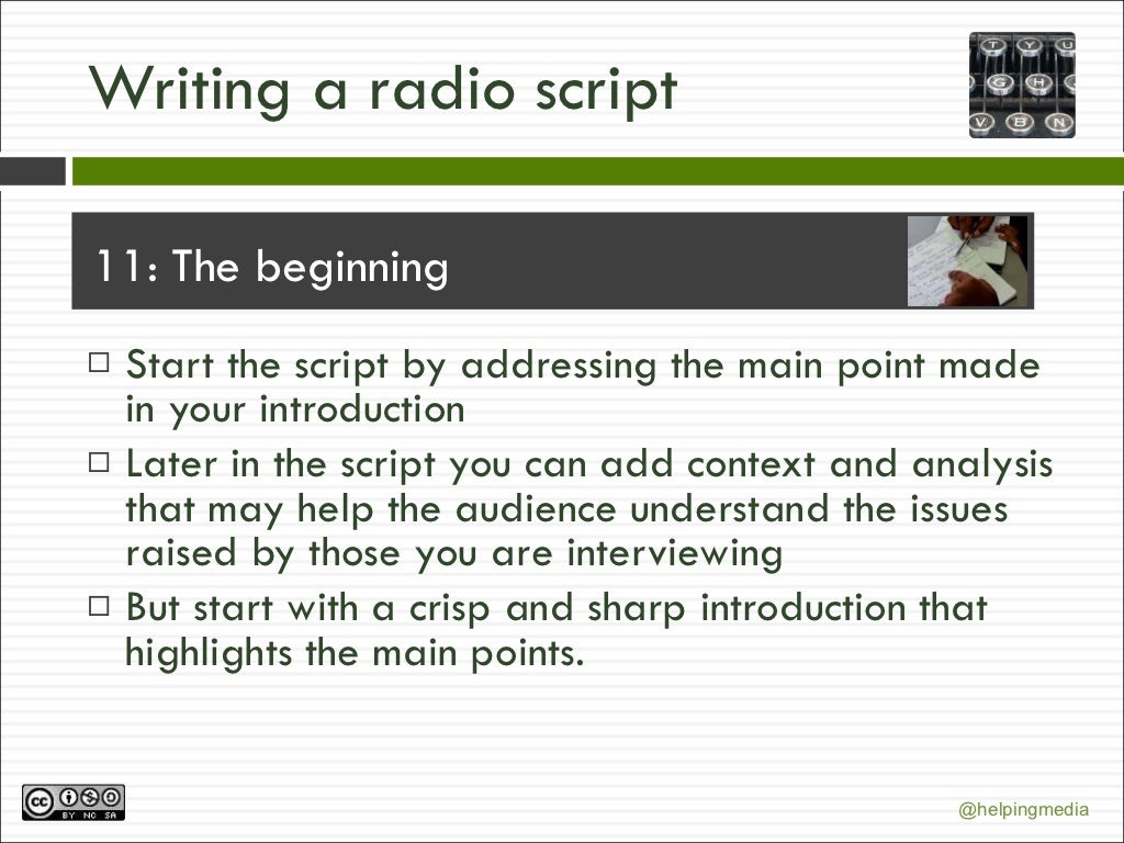 Writing a radio script