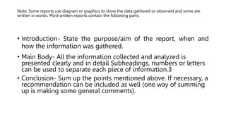 Summarizes findings and executes the report through narrative and ...