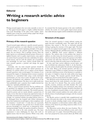 Writing a research article | PDF