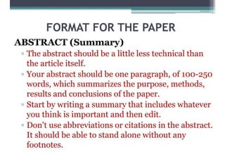 WRITING A RESEARCH ARTICLE | PPT