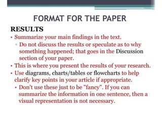 WRITING A RESEARCH ARTICLE | PPT