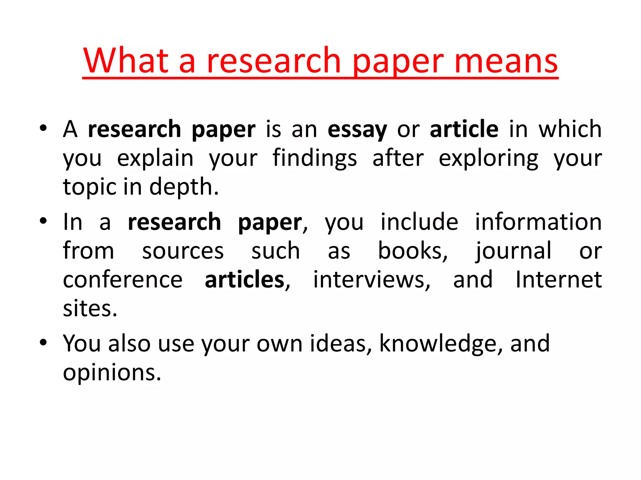 Writing a Research Paper | PPTX