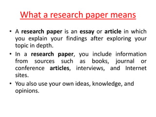 Writing a Research Paper | PPTX