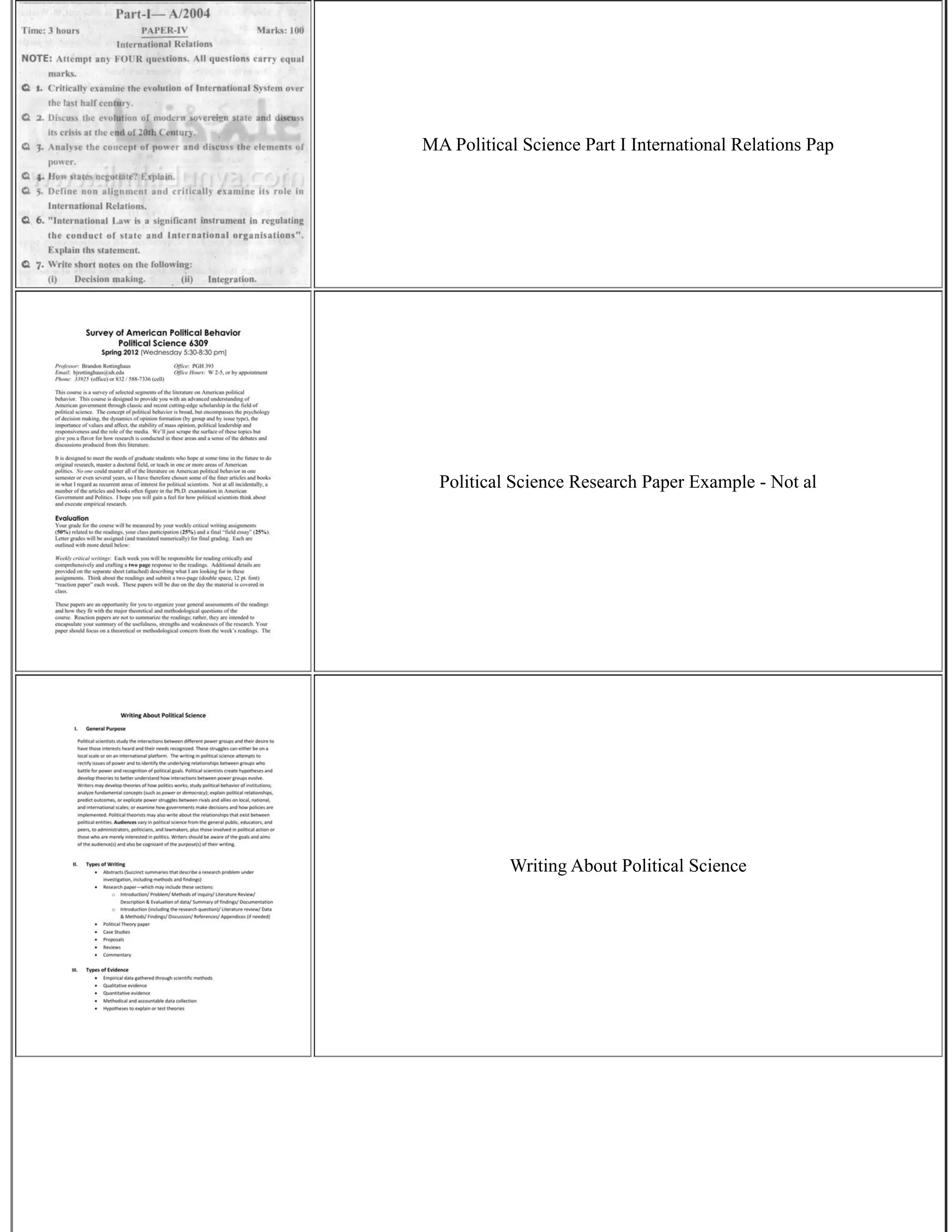 Writing A Research Paper In Political Science | PDF