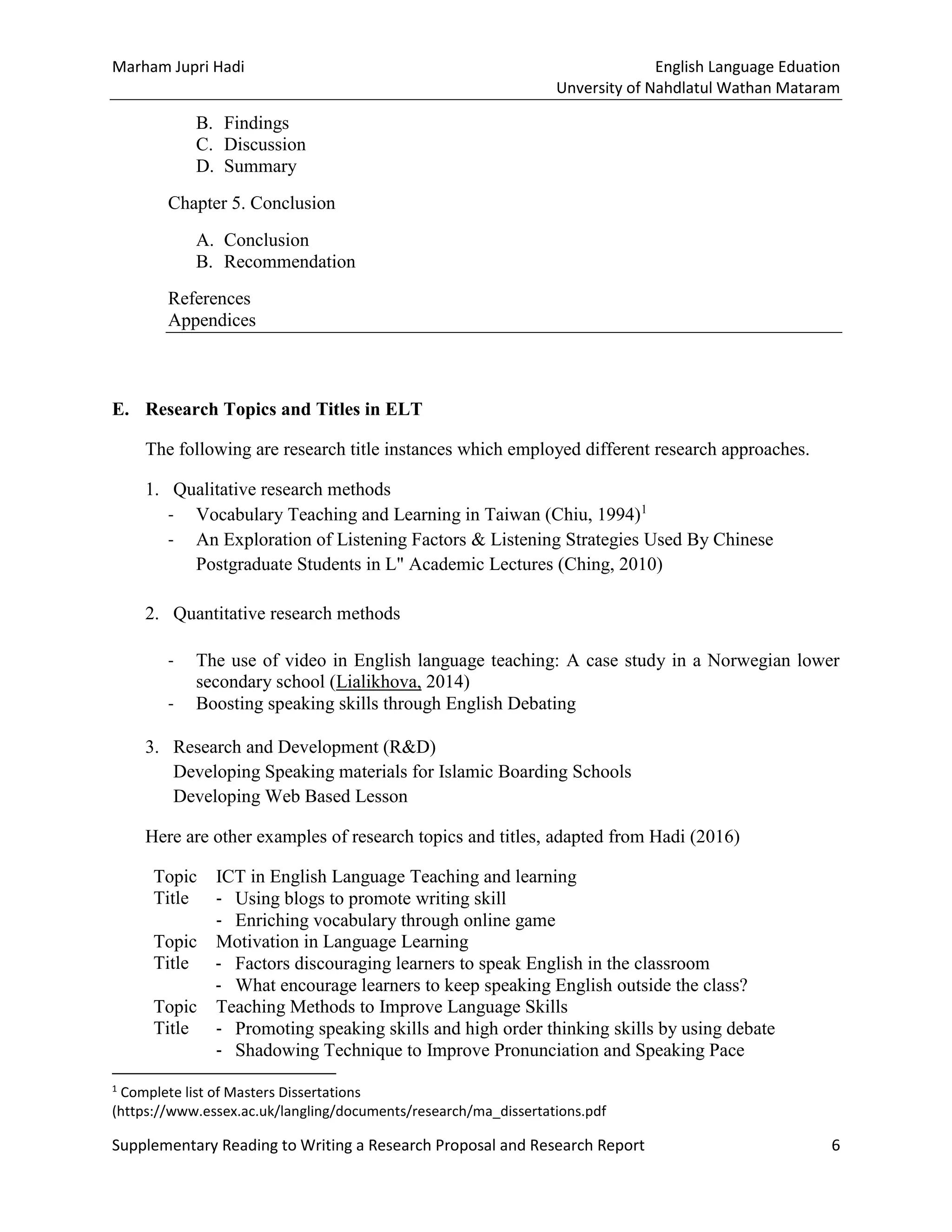 Writing a research proposal in english language education | PDF