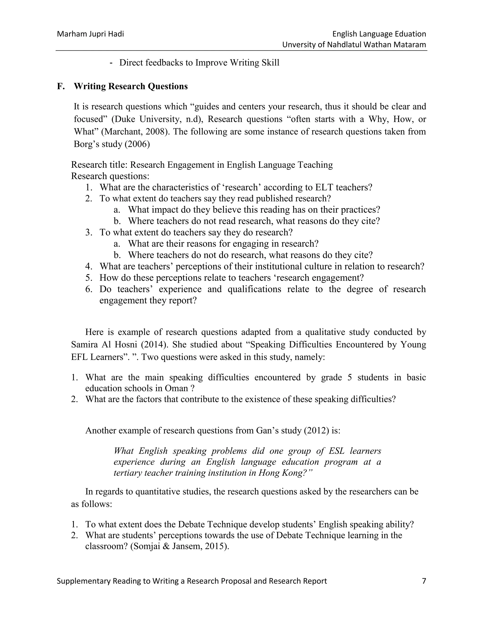 Writing a research proposal in english language education | PDF