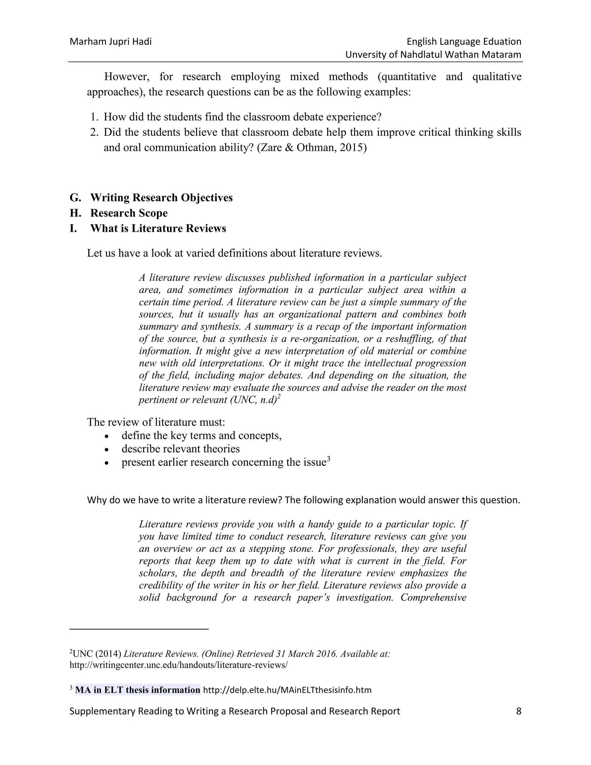 Writing a research proposal in english language education | PDF