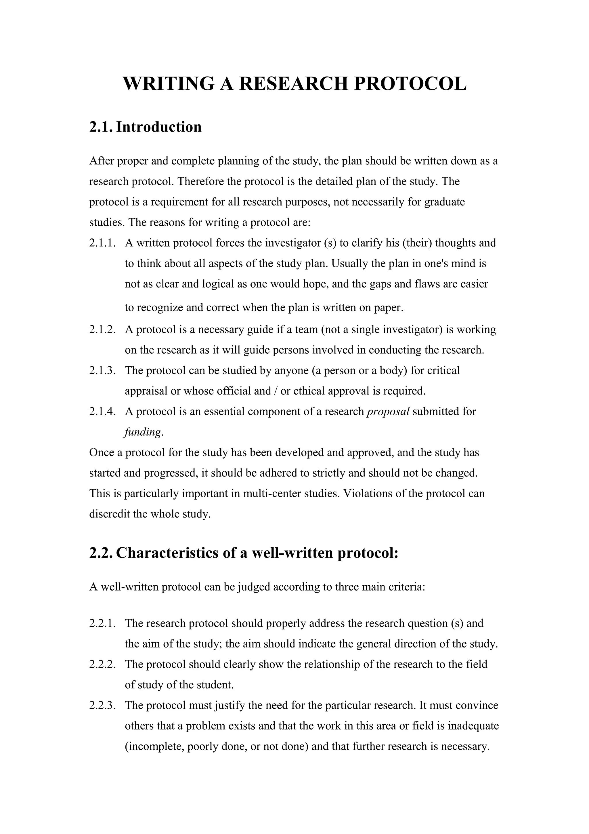 Writing a research protocol 2011 | DOC