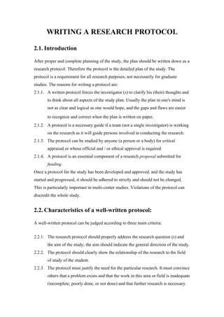 Writing a research protocol 2011 | DOC
