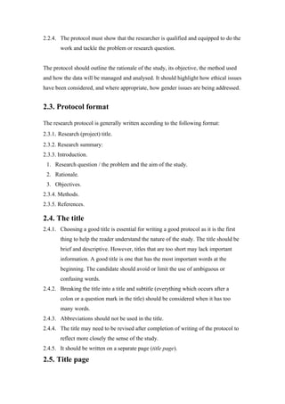Writing a research protocol 2011 | DOC