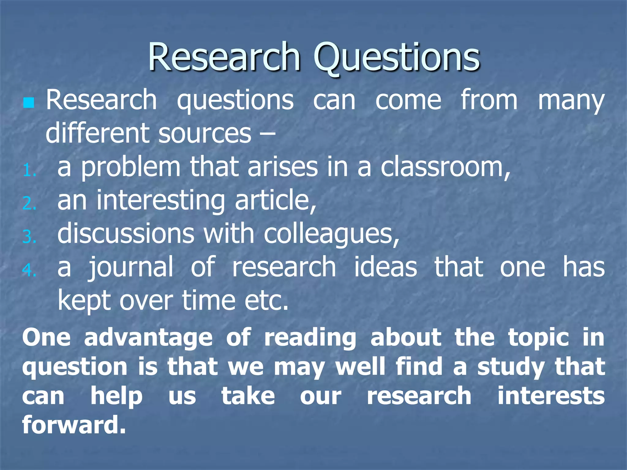 Writing a Research Question.ppt | Educational Assessment | Education