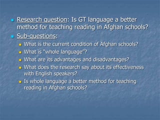 Writing a Research Question.ppt | Educational Assessment | Education