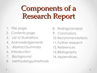 Writing a research report | PPT