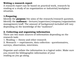 Writing a research report | PPTX