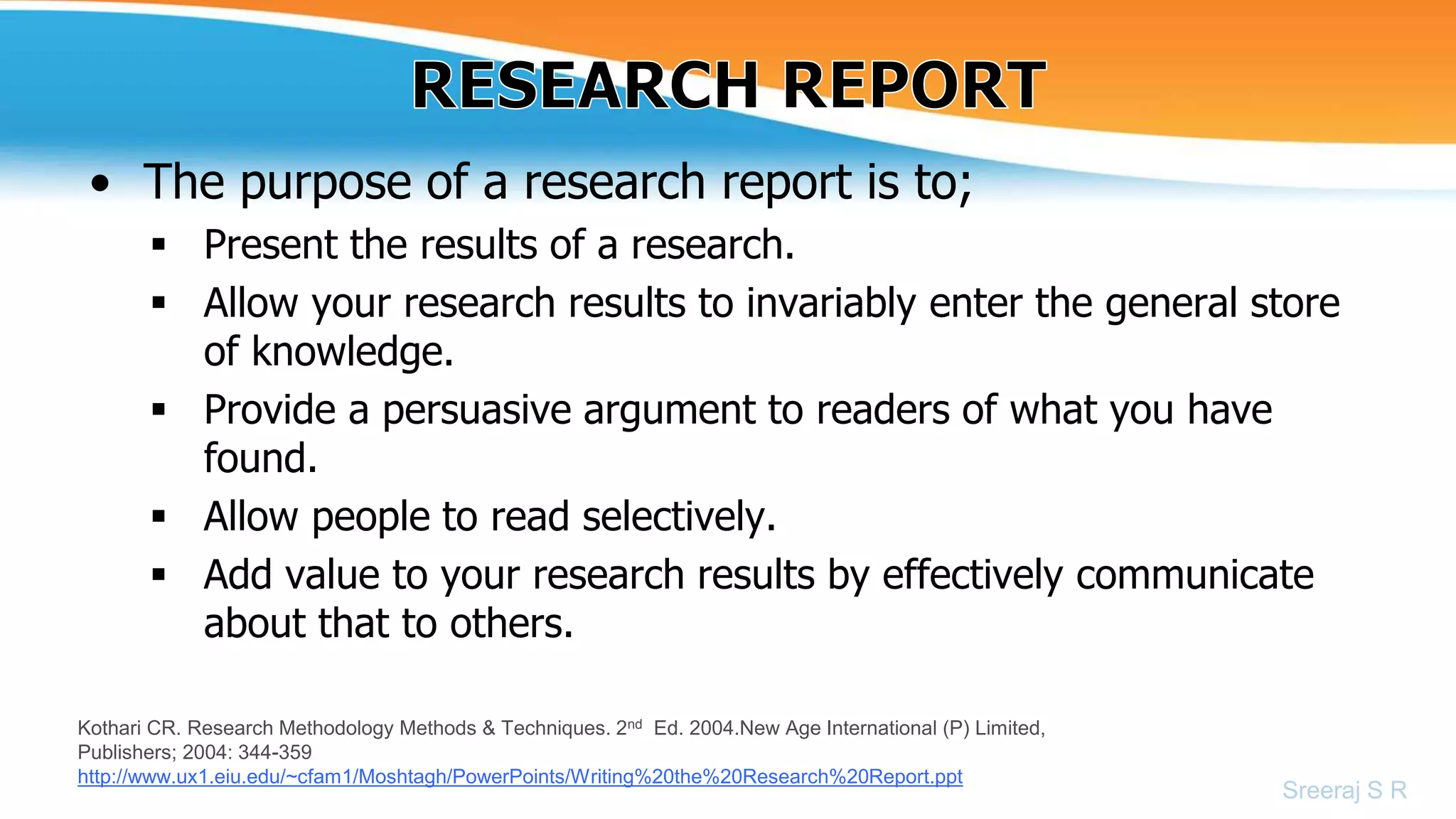 Writing a Research Report SRS | PPTX | Publishing Industry | Industries