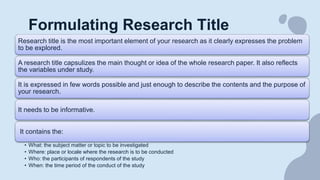 PRACTICAL RESEARCH 1: Lesson 6: WRITING A RESEARCH TITLE.pptx