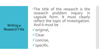Writing a Research Title, SOP,Background, Scope and Delimitation,.pptx