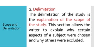 Writing a Research Title, SOP,Background, Scope and Delimitation,.pptx