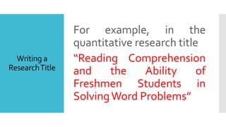 Writing a Research Title, SOP,Background, Scope and Delimitation,.pptx