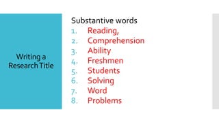 Writing a Research Title, SOP,Background, Scope and Delimitation,.pptx