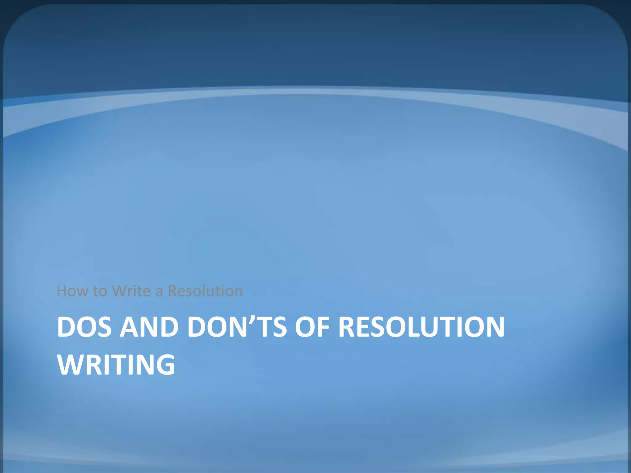 Writing a Resolution | PPTX