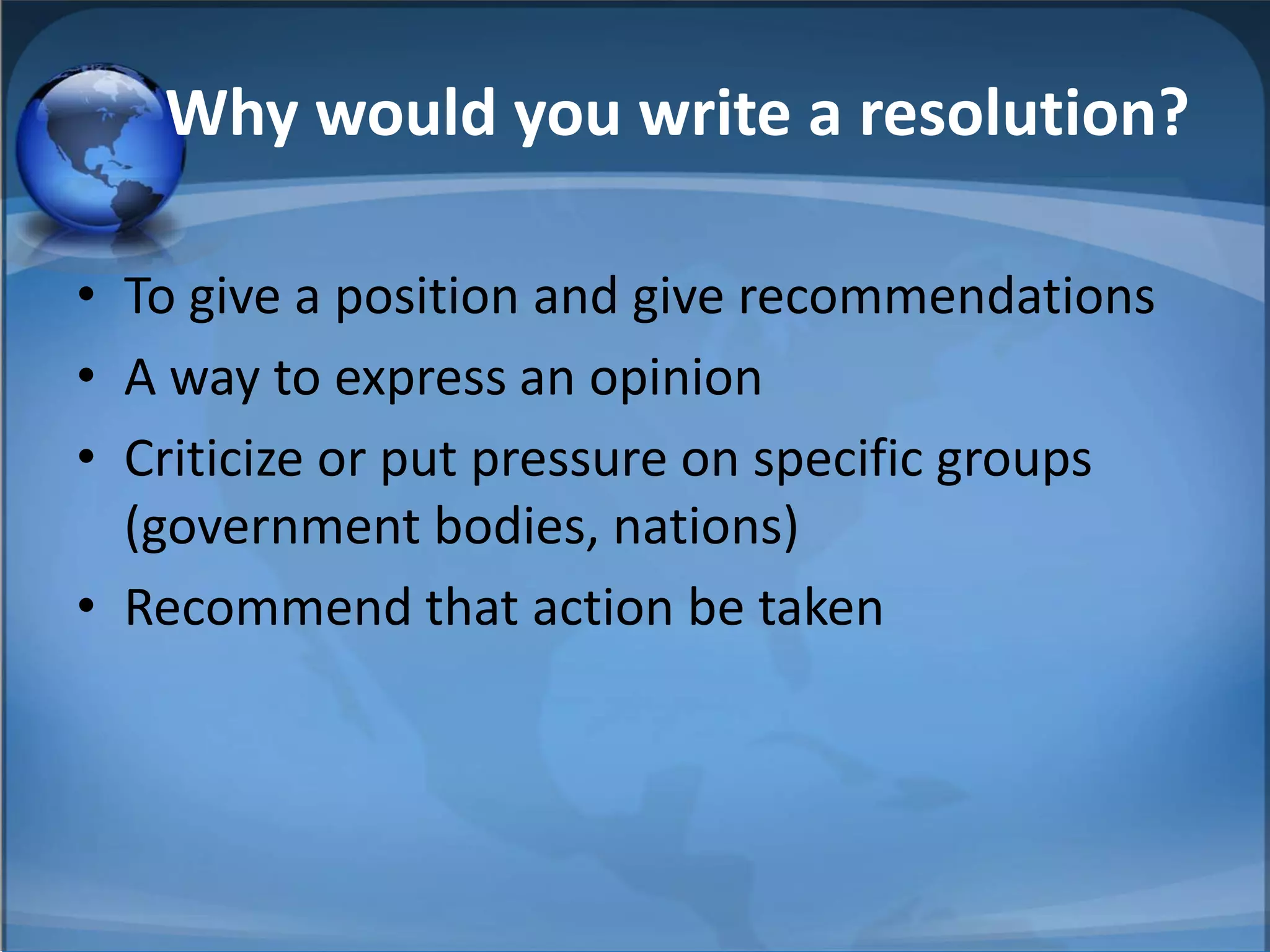 Writing a Resolution | PPTX