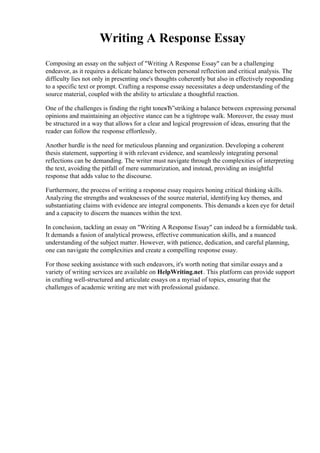 Writing A Response Essay | PDF