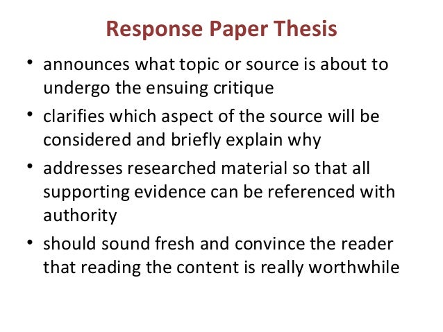 Writing a response paper