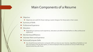 Writing a Resume | PPTX