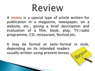 Writing a review | PPT