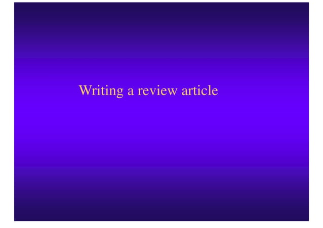 Writing A Review Article | PDF