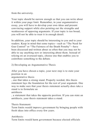 WRITING ARGUMENTATIVE ESSAYSFor most people, the true test | DOCX