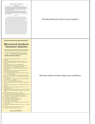 Writing A Rhetorical Analysis Essay | PDF