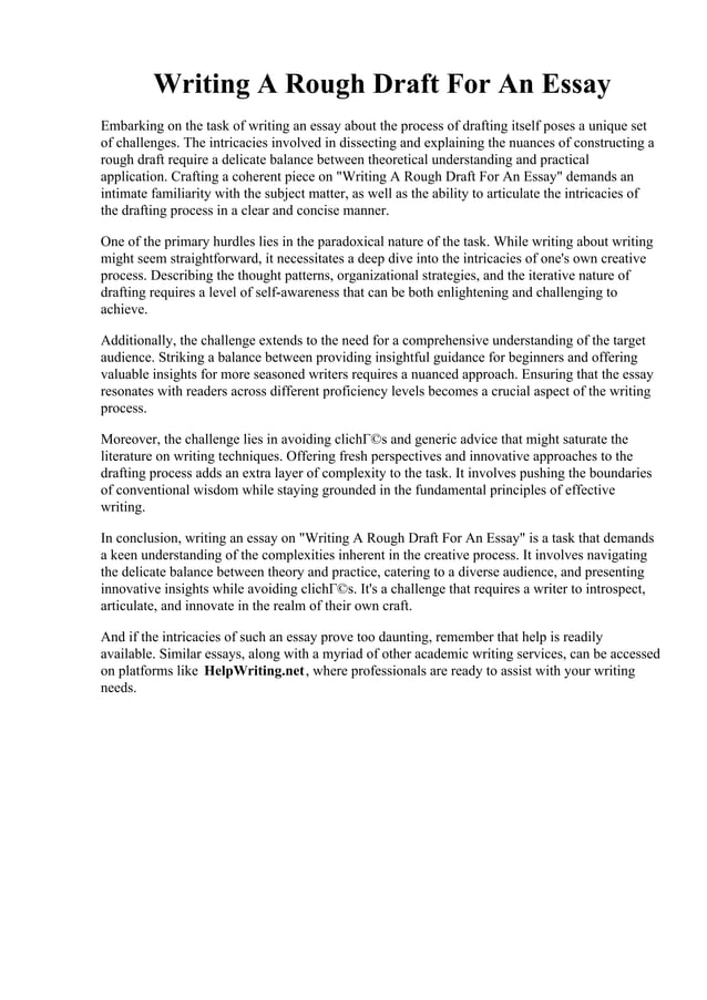 Writing A Rough Draft For An Essay | PDF