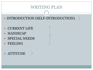 Writing (article living with a disability) | PPT