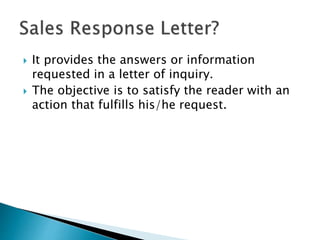 Writing a sales response letter | PPT