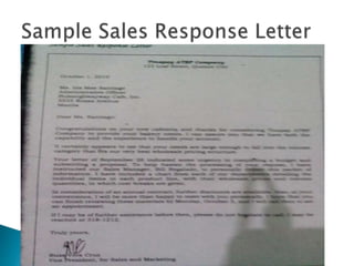 Writing a sales response letter | PPT