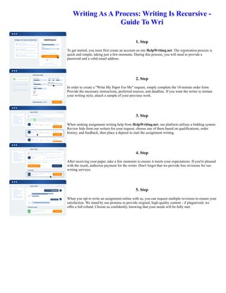 Writing As A Process Writing Is Recursive - Guide To Wri | PDF
