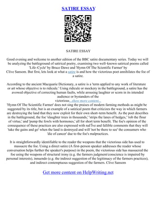 Writing A Satire Essay | PDF