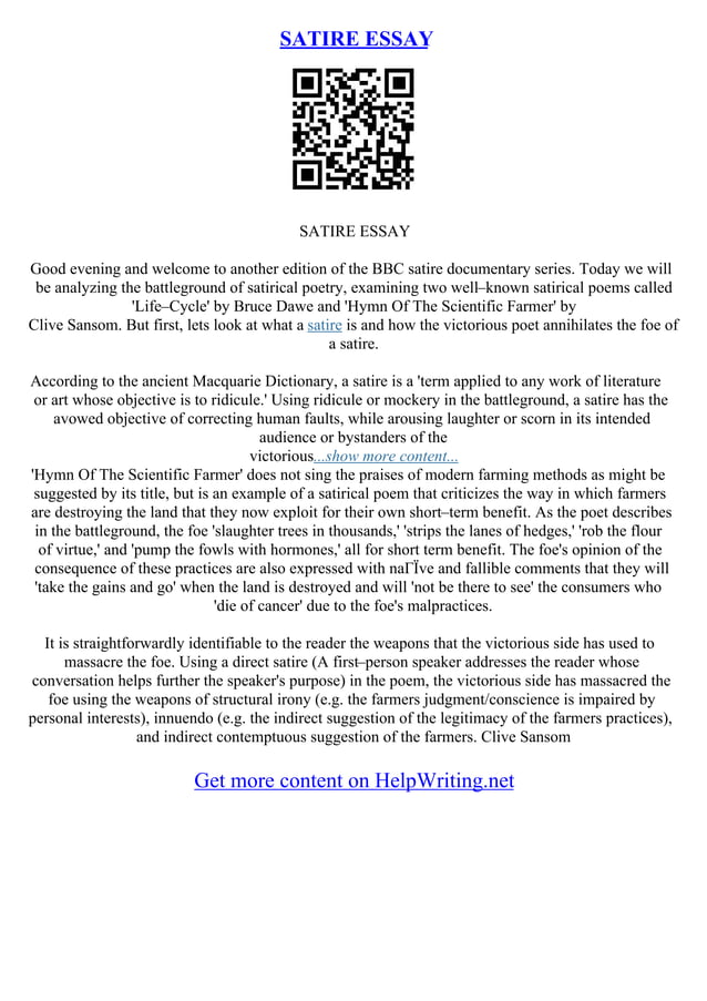 Writing A Satire Essay | PDF